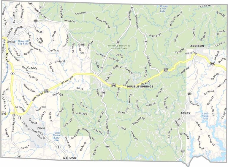 Winston County Map, Alabama - US County Maps