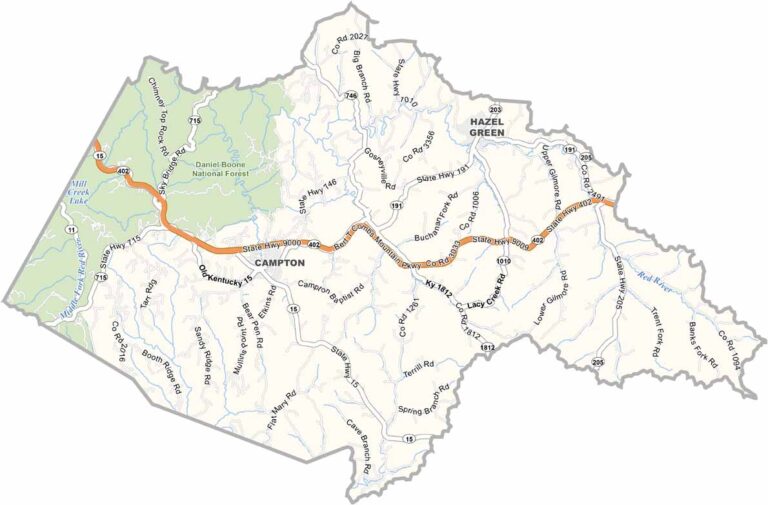 Wolfe County Map, Kentucky - US County Maps
