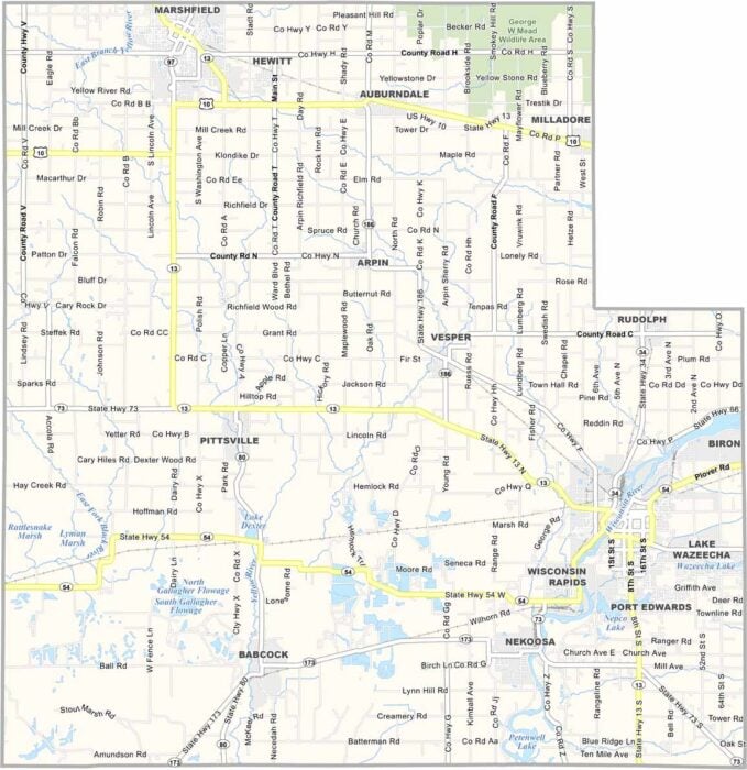 Wood County Map, Wisconsin - US County Maps