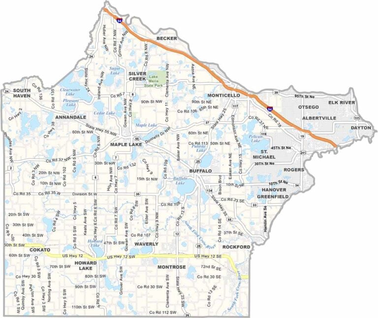 Stearns County Map, Minnesota - US County Maps