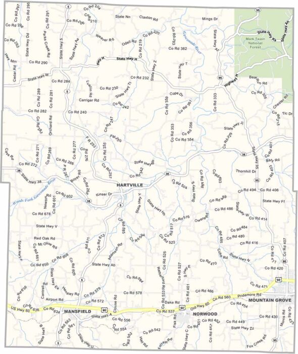 Wright County Map, Missouri - US County Maps