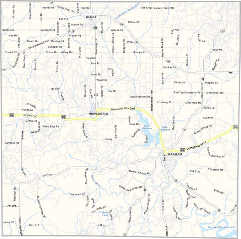 Young County Map, Texas - US County Maps